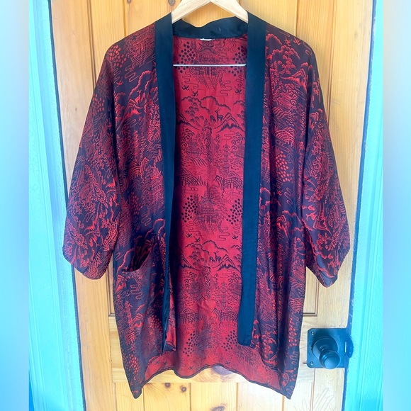 Kimonos & Yukatas | Vintage Silk Kimono One Size Red And Black | Poshmark
